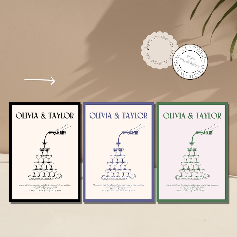 Hand Drawn Wedding Invitation Template Old Money Aesthetic - Etsy Australia