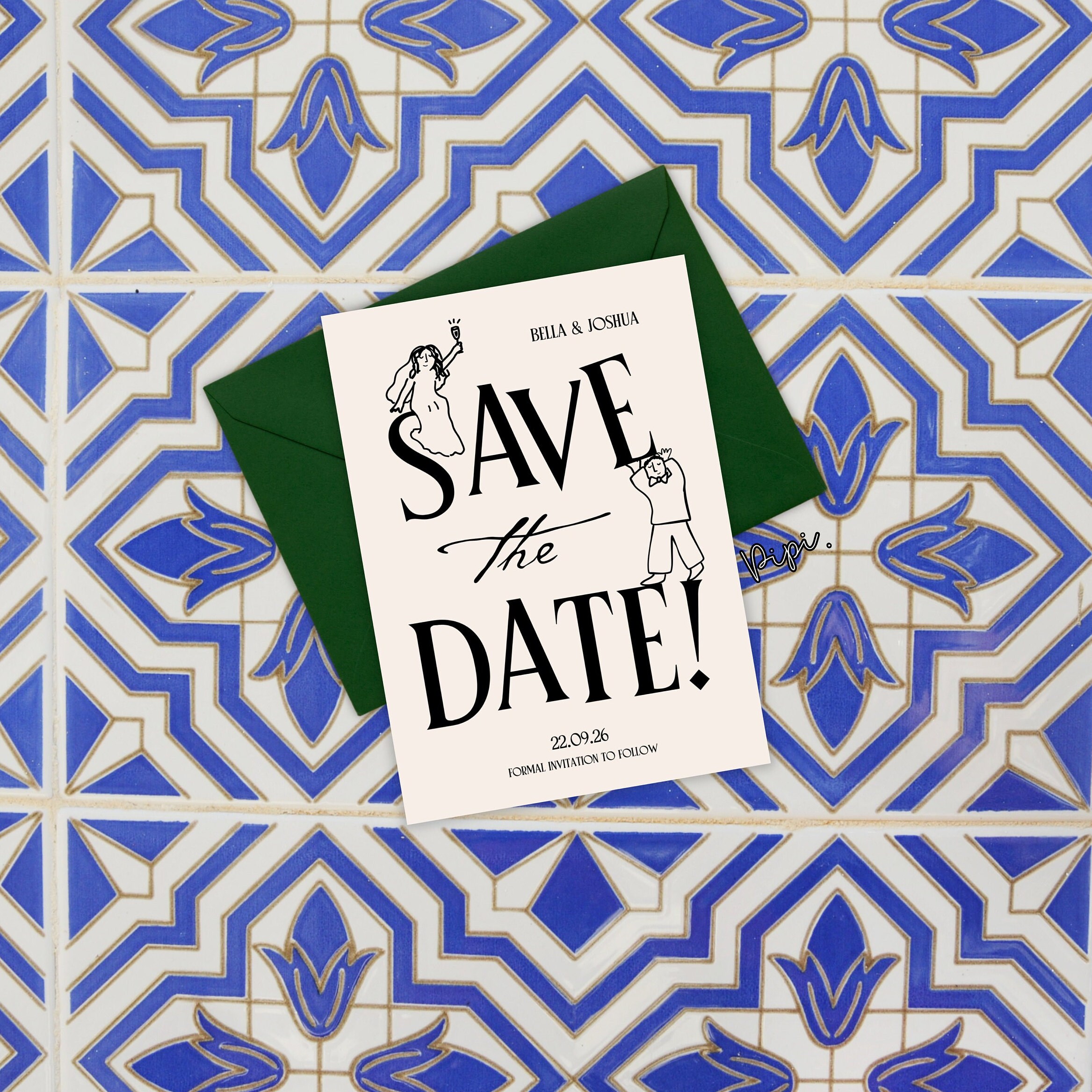 Handwritten Save the Date Invitation Template Hand Drawn Scribble ...