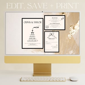 Illustrated Wedding Invitation Template Old Money Scribble ...