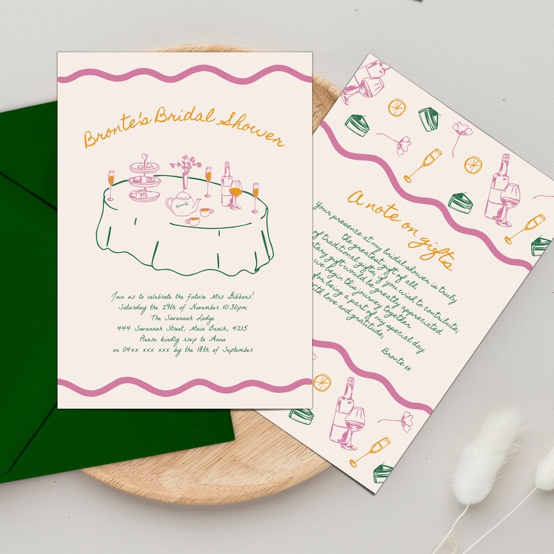 Scribble Illustrated Bridal Shower Invitation Template Hand Drawn ...