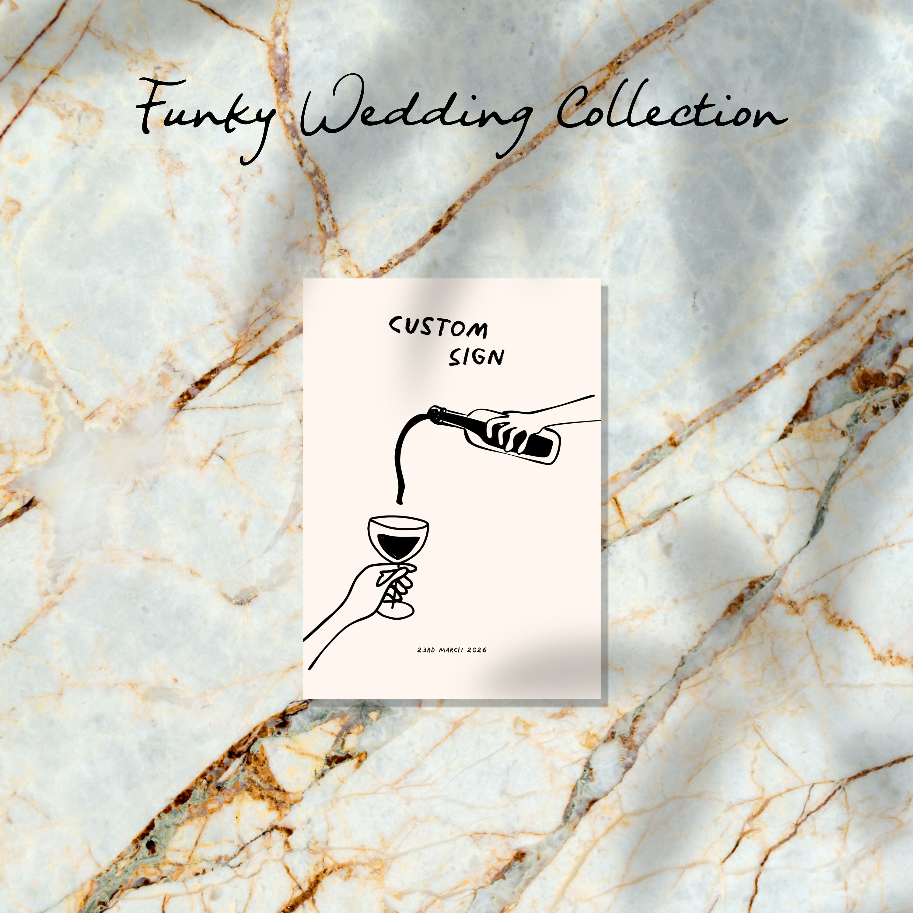 Custom Wedding Sign Template Retro Fun Hand Drawn Scribble ...