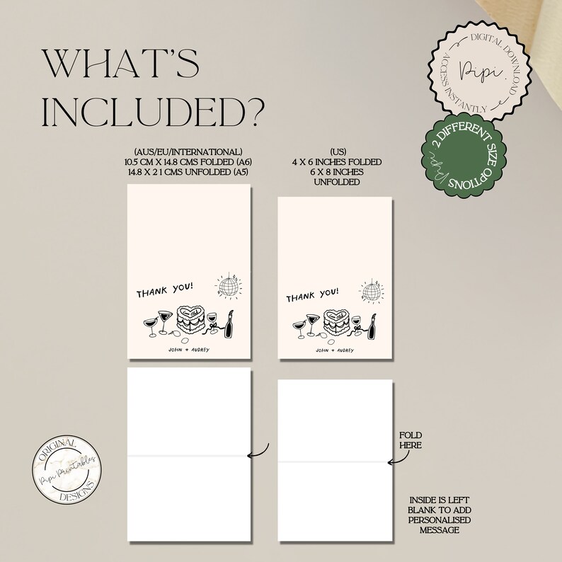 Wedding Thank You Card Template Hand Drawn Cute Scribble Illustrations ...