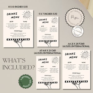 Hand Drawn Bar + Drinks Menu Template Scribble Illustration Fun Disco ...
