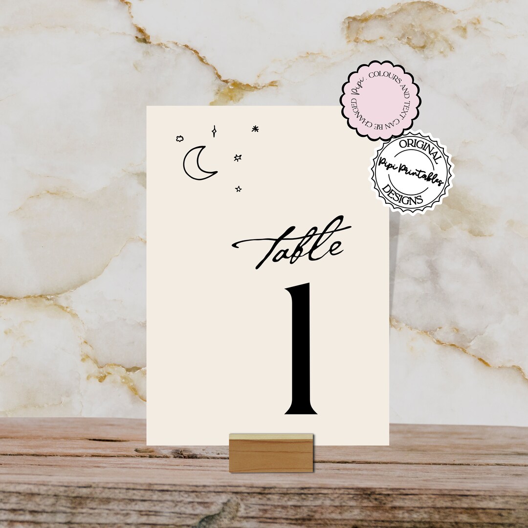 Wedding Table Numbers Template Hand Drawn Cute People Scribble ...