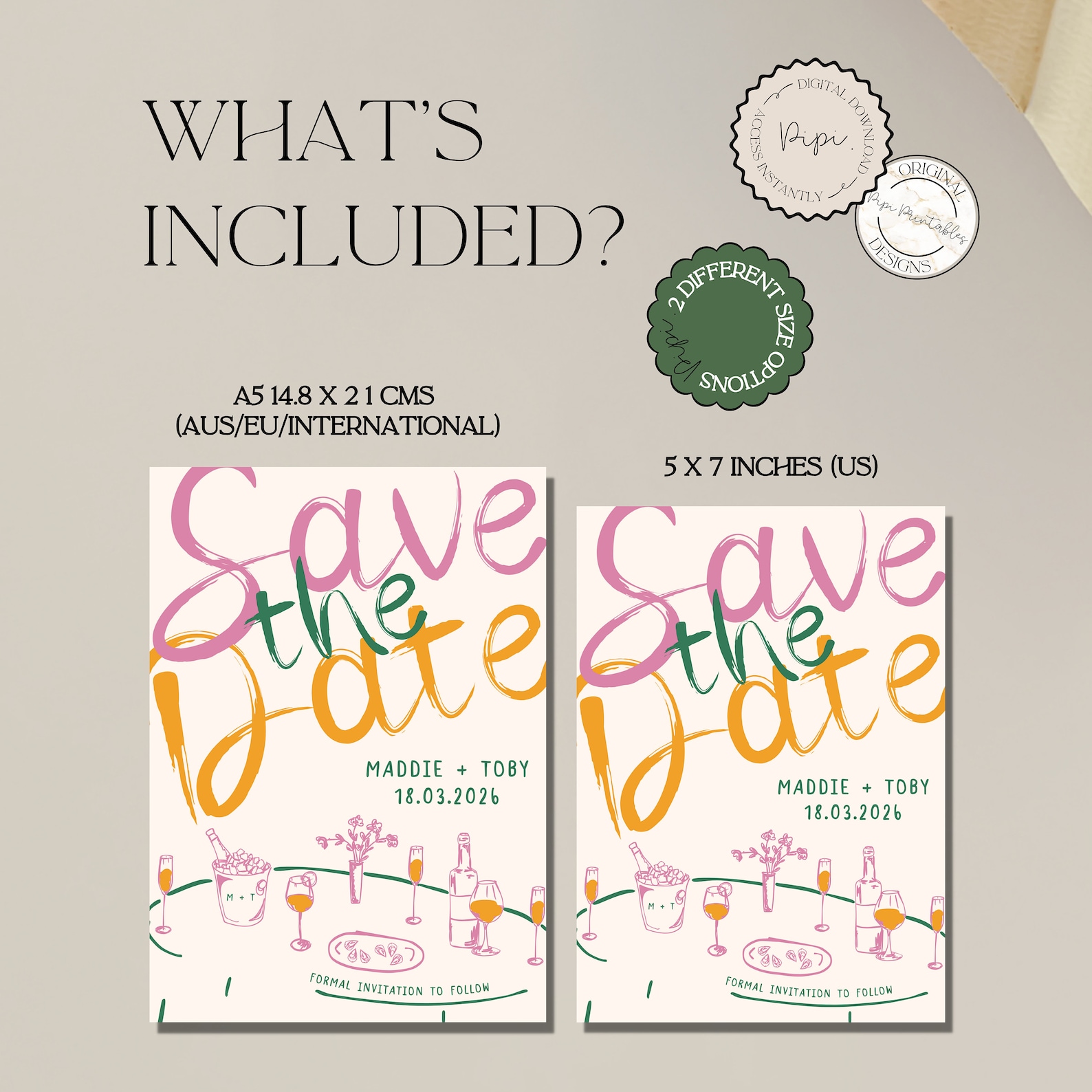 Illustrated Save the Date Printable Template Hand Drawn Illustrations ...