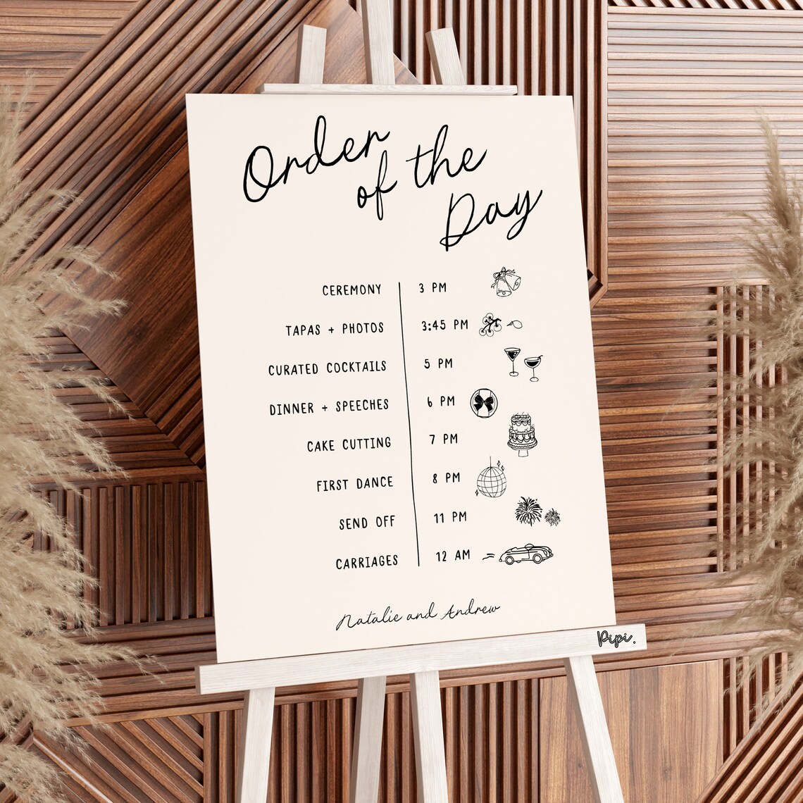 Order of Events Sign Template Hand Drawn Scribble Illustrations Wedding ...