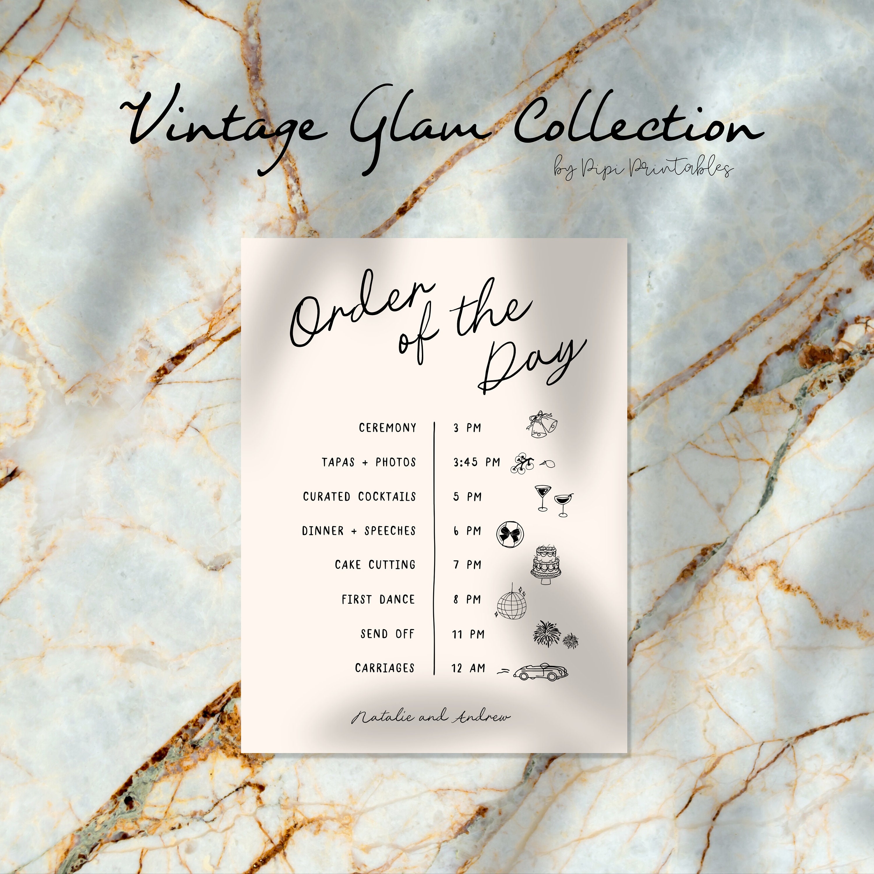 Order of Events Sign Template Hand Drawn Scribble - Etsy