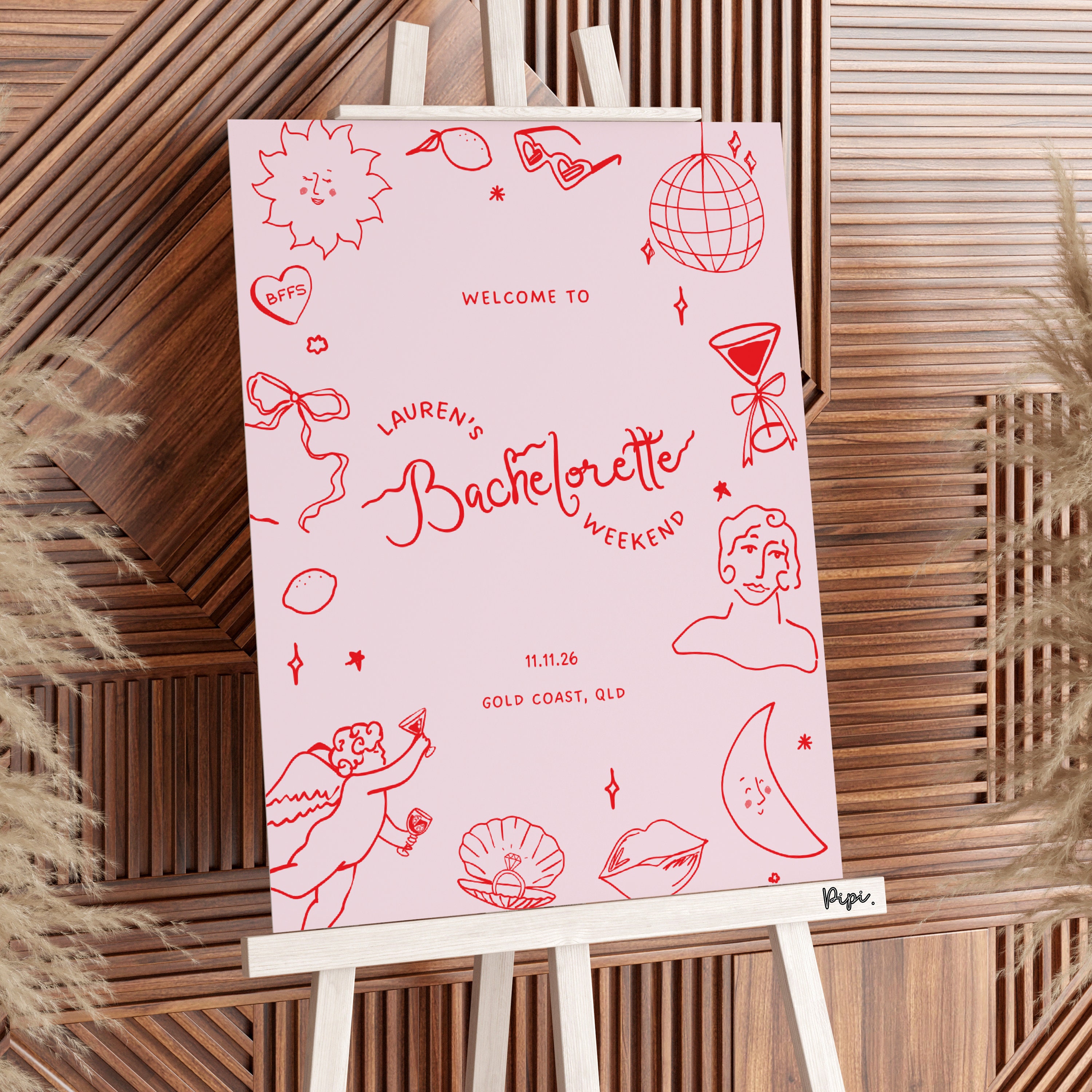 Hand Drawn Bachelorette Party Welcome Sign Template Illustrated ...