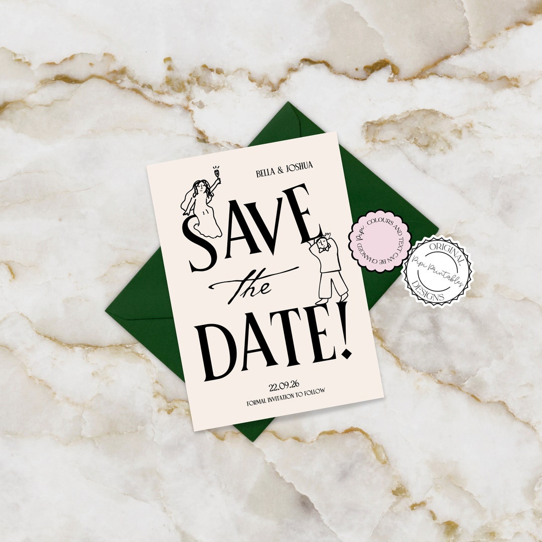 Handwritten Save the Date Invitation Template Hand Drawn Scribble ...