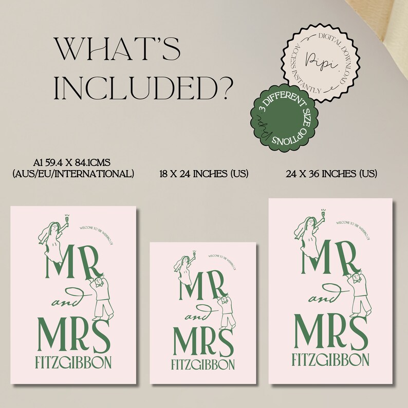 Hand Drawn Wedding Welcome Sign Template Cute People Scribble ...