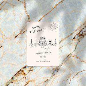 Save the Date Invitation Template Fun Hand Drawn Scribble Illustrations ...