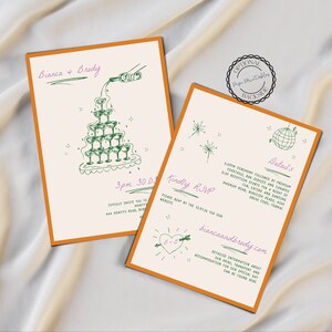 Scribble Illustration Wedding Invitation Suite Template Whimsical ...