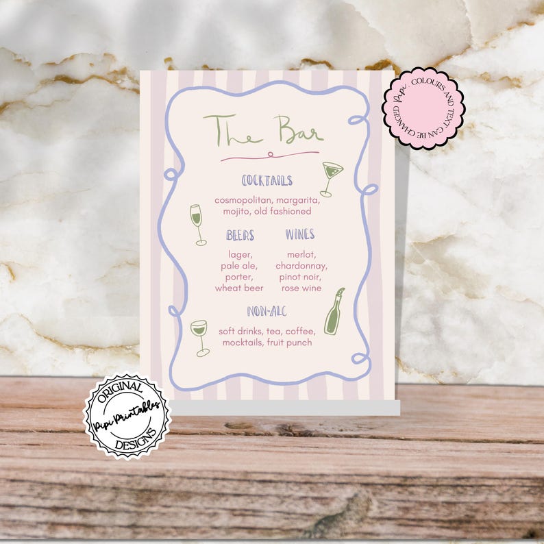 Colorful Drinks Menu Template Watercolor Hand Drawn Bar Menu Sign ...