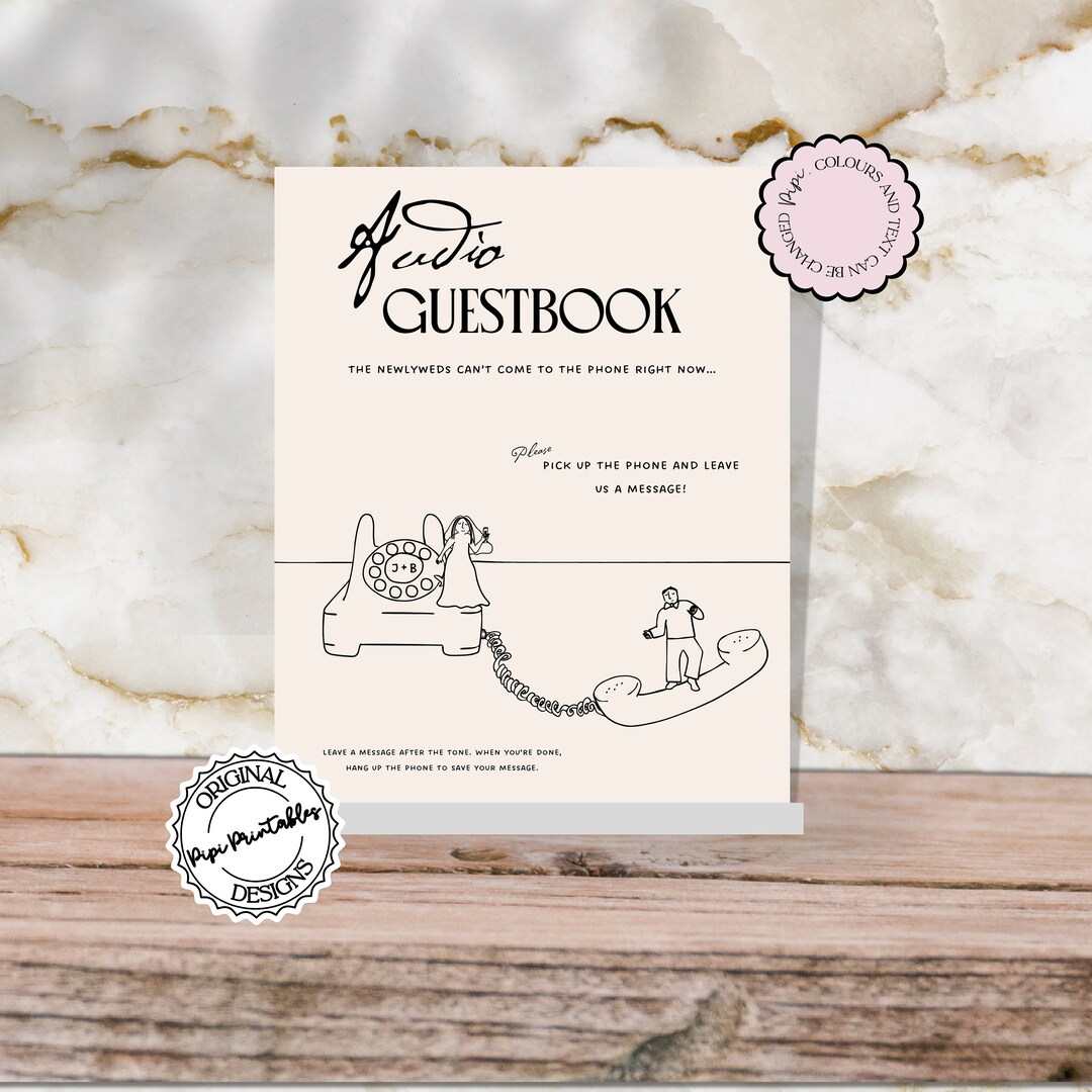 Audio Guest Book Sign Template Hand Drawn Scribble Illustrations Cute ...