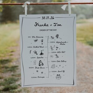 Printable Order of Events Wedding Sign Hand Drawn Wedding Timeline ...
