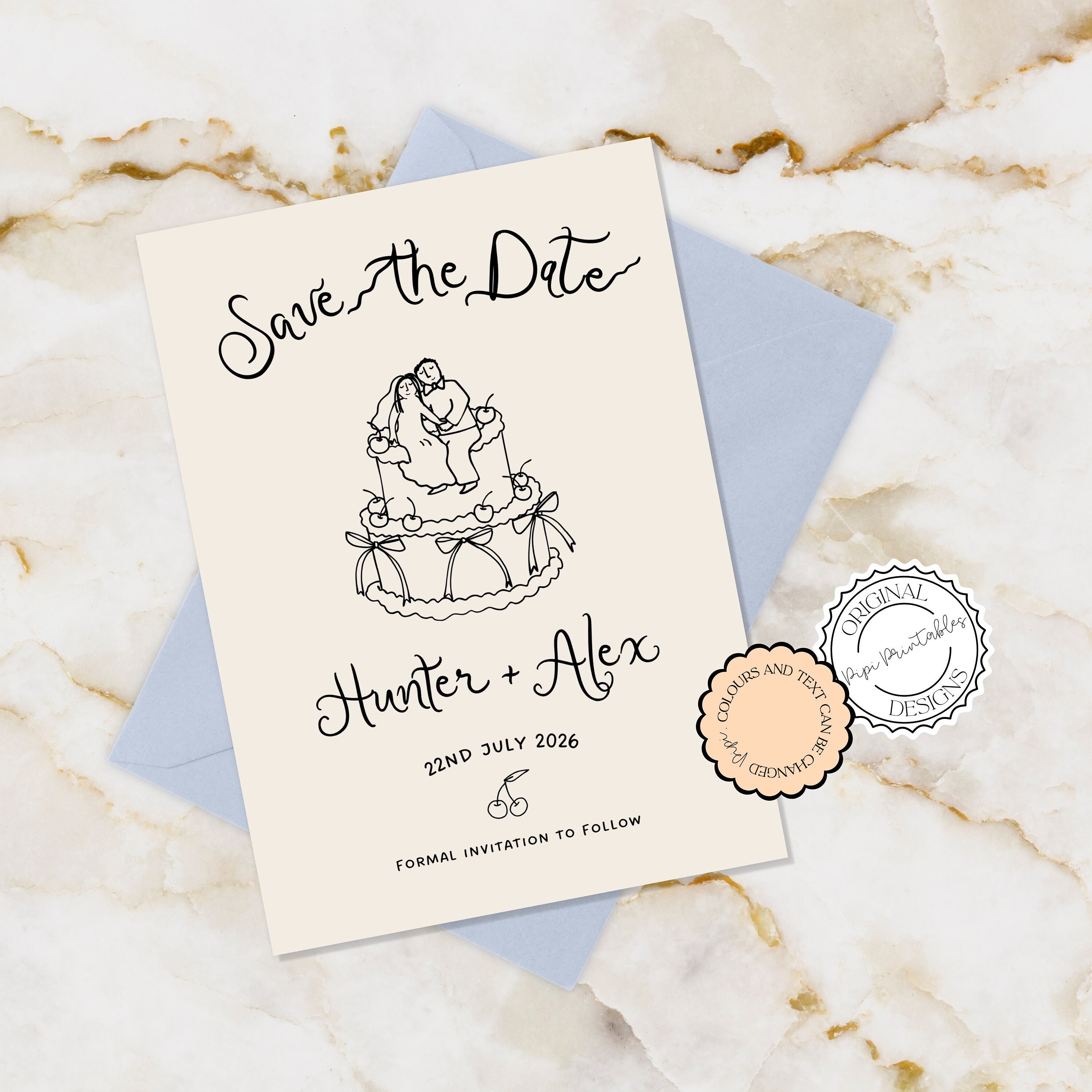 Illustrated Save the Date Invitation Template Hand Drawn Scribble ...