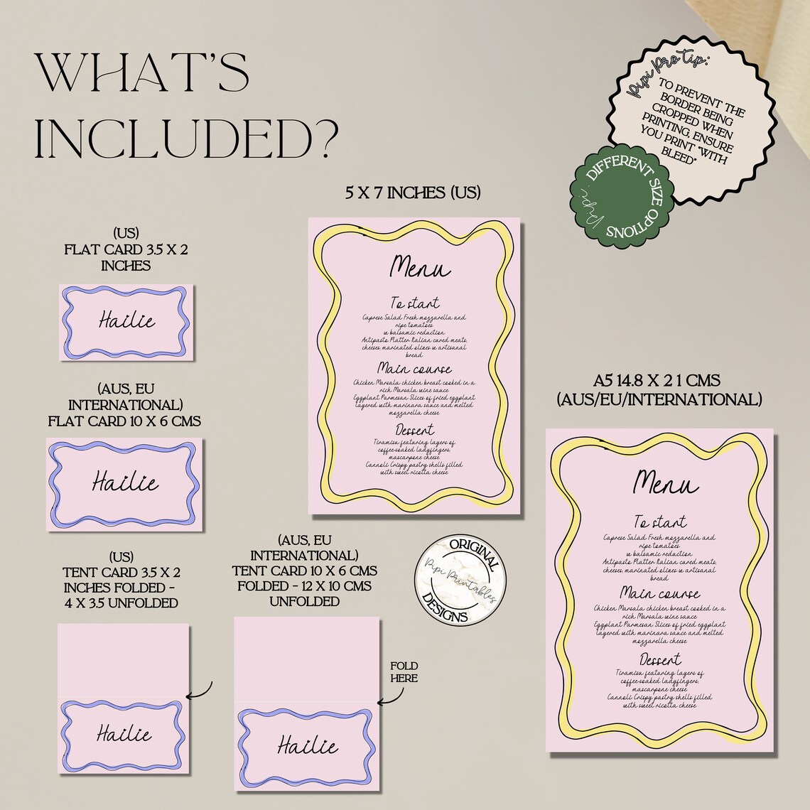 Handwritten Menu and Place Card Template Hand Drawn Scribble - Etsy