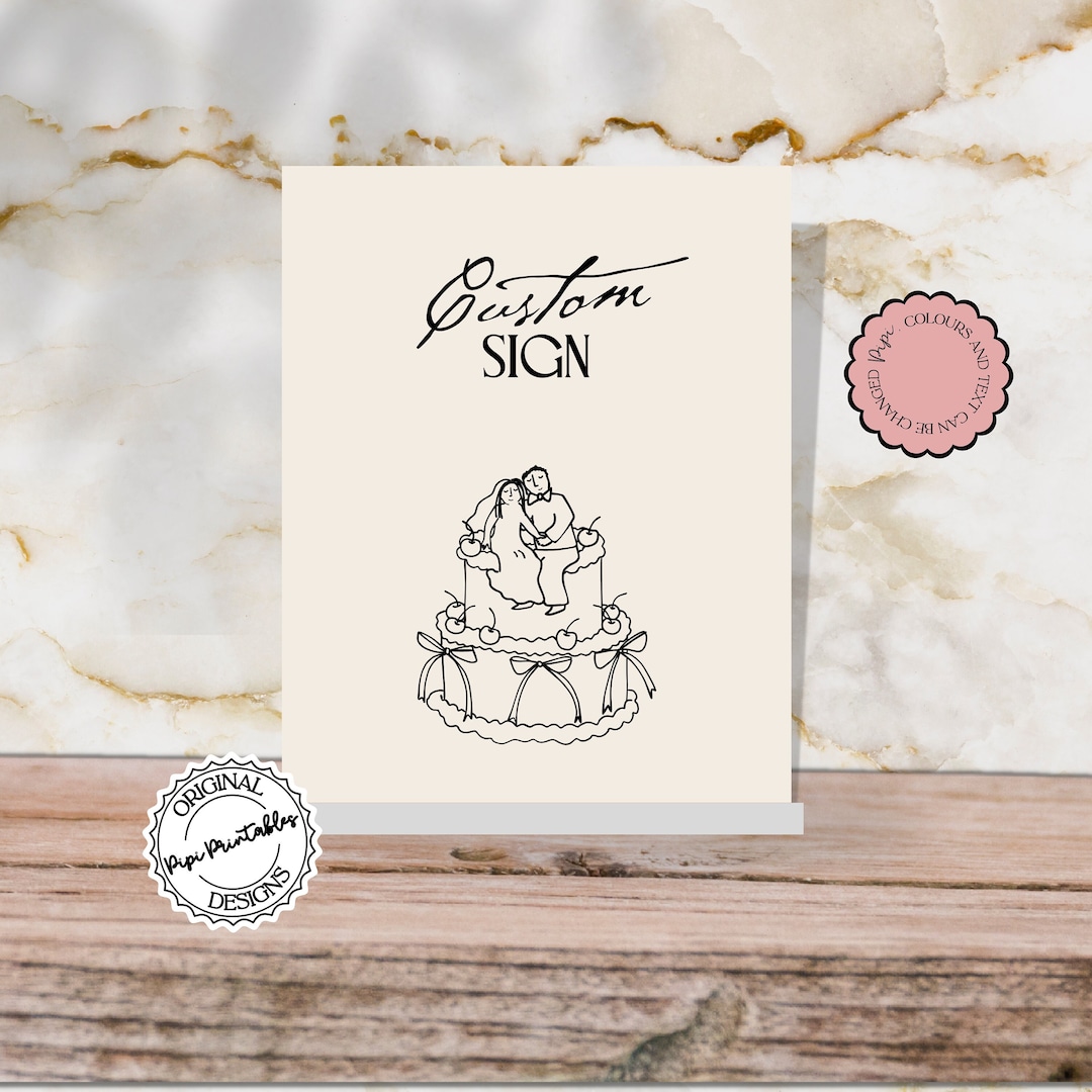 Custom Wedding Sign Template Hand Drawn Cute People Scribble ...