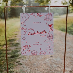 Hand Drawn Bachelorette Party Welcome Sign Template Illustrated ...