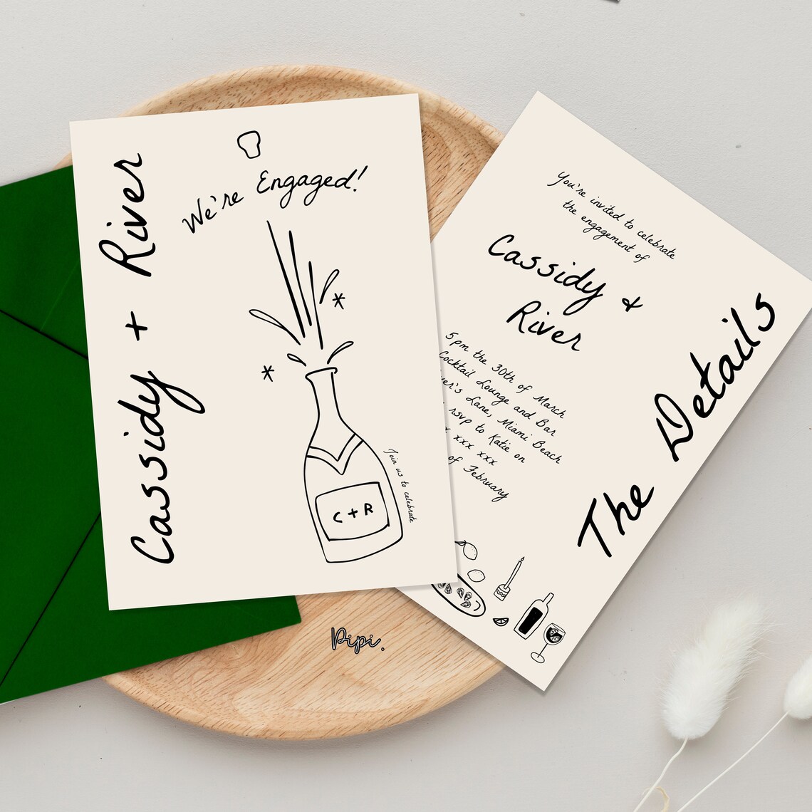 Engagement Party Invitation Template Hand Drawn Scribble Illustrations ...