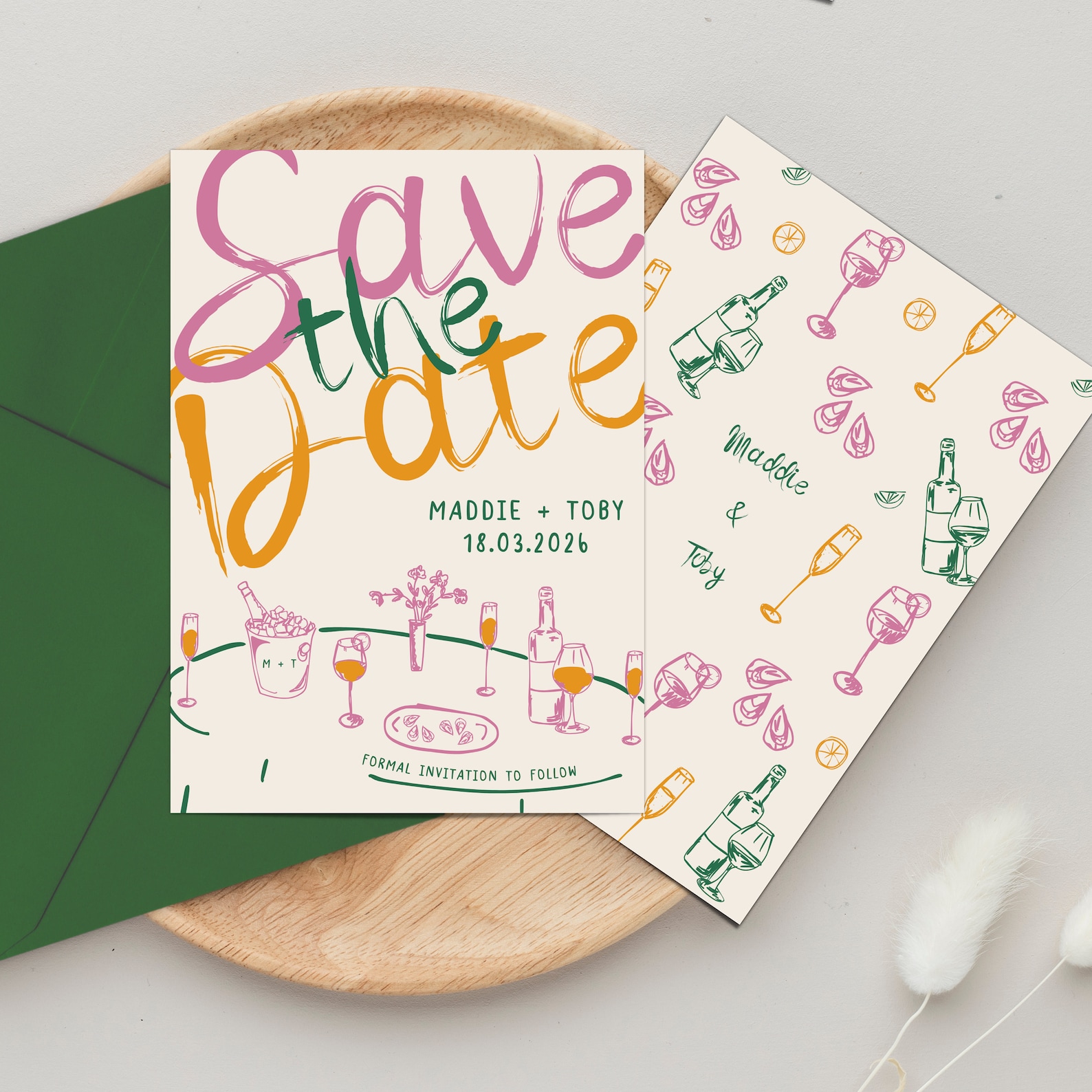 Illustrated Save the Date Printable Template Hand Drawn Illustrations ...