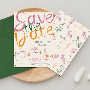Illustrated Save the Date Printable Template Hand Drawn Illustrations ...