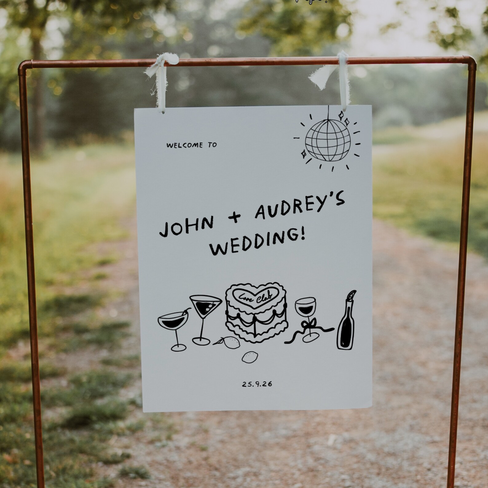 Wedding Welcome Sign Template Hand Drawn Scribble Illustration ...