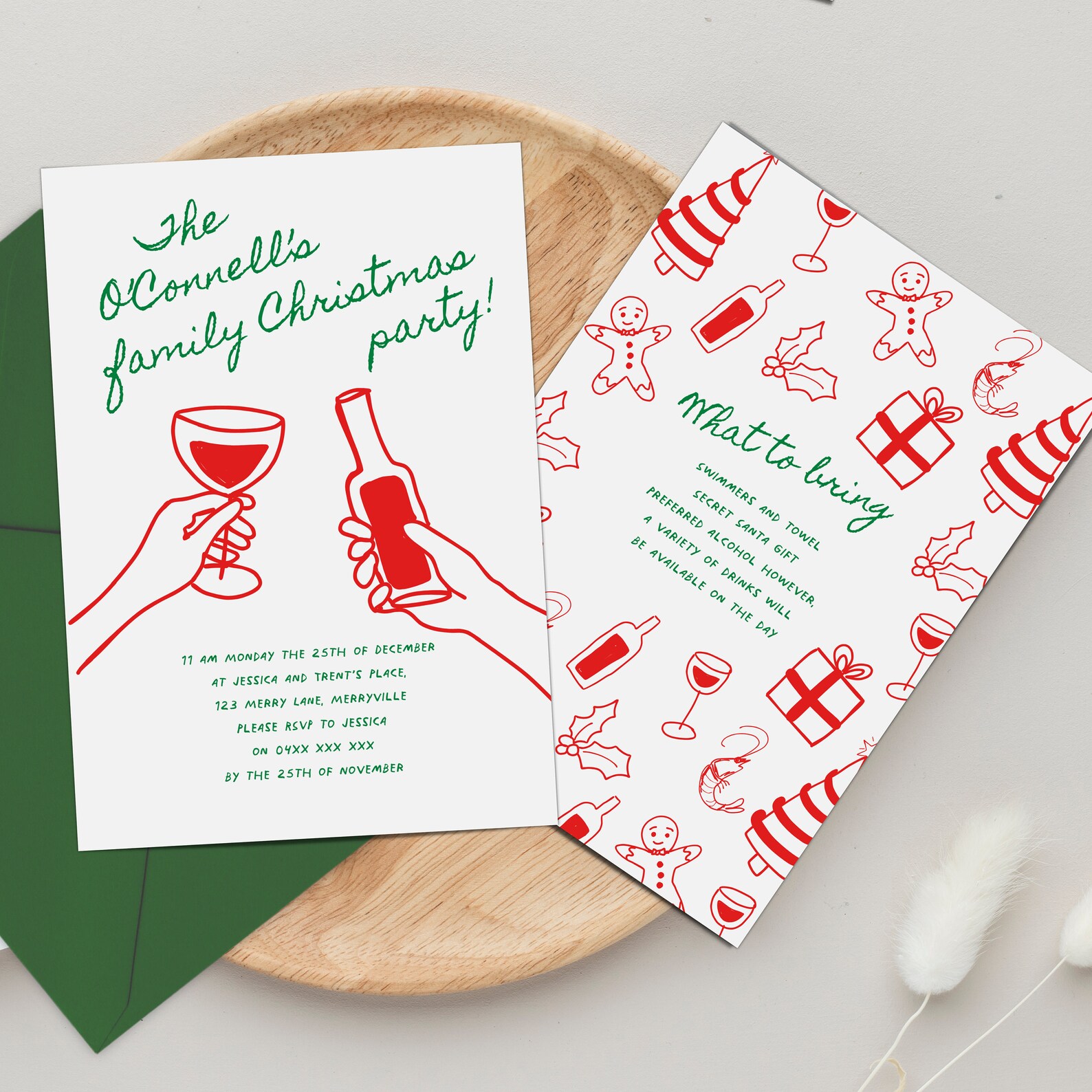 Illustrated Christmas Party Invitation Template Illustrations Christmas ...