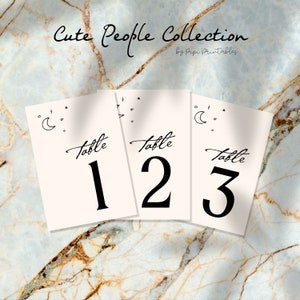 Wedding Table Numbers Template Hand Drawn Cute People Scribble ...