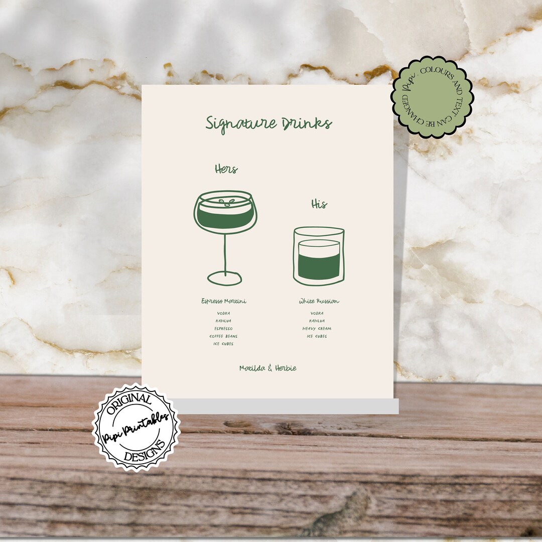 Hand Drawn Signature Drinks Sign Template Scribble Illustrations ...