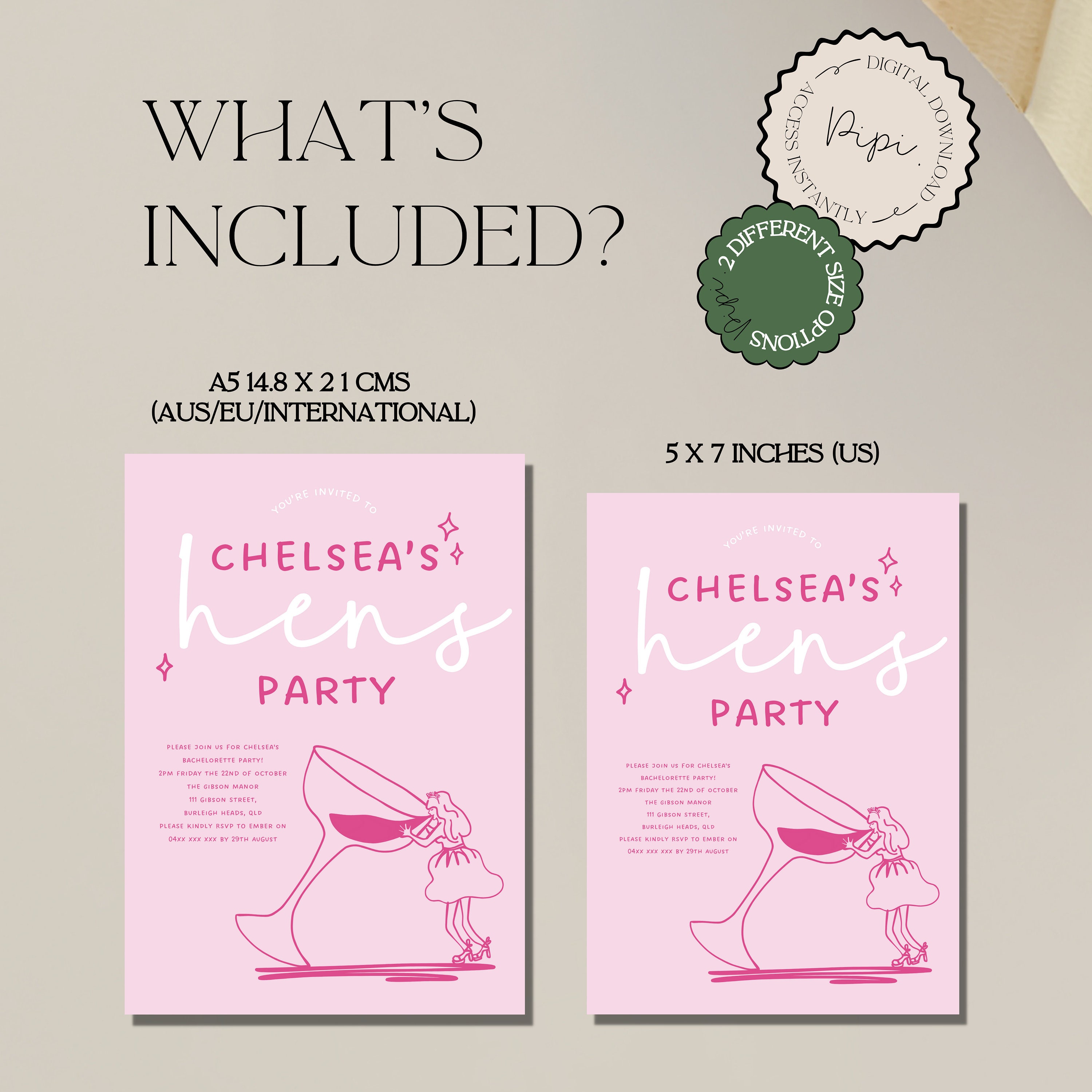 Hand Drawn Bachelorette Party Invitation Template Scribble Illustrated ...