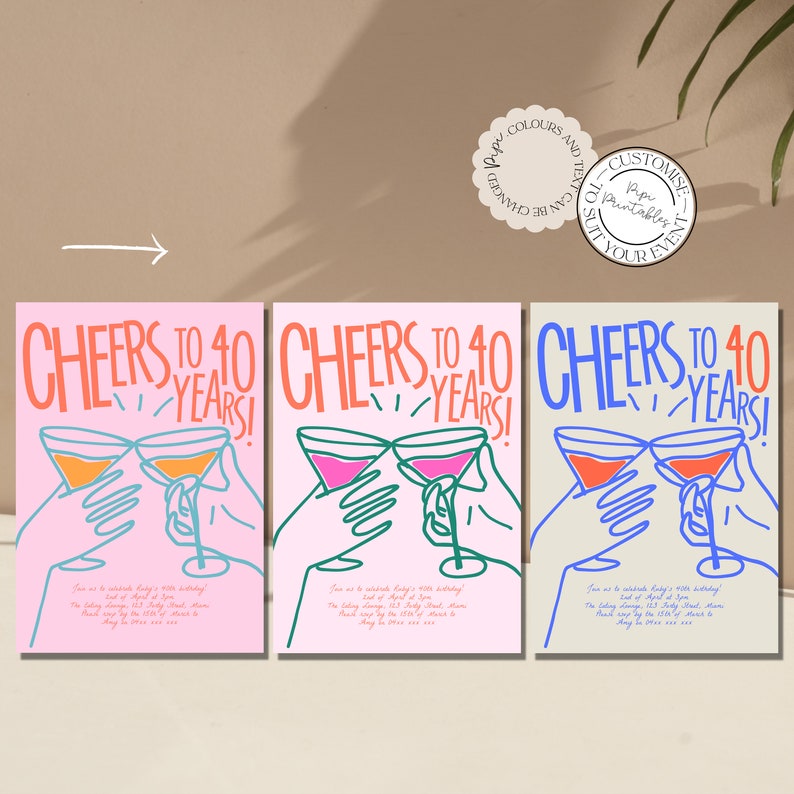 Hand Drawn 40th Birthday Invitation Template Scribble Illustrated ...