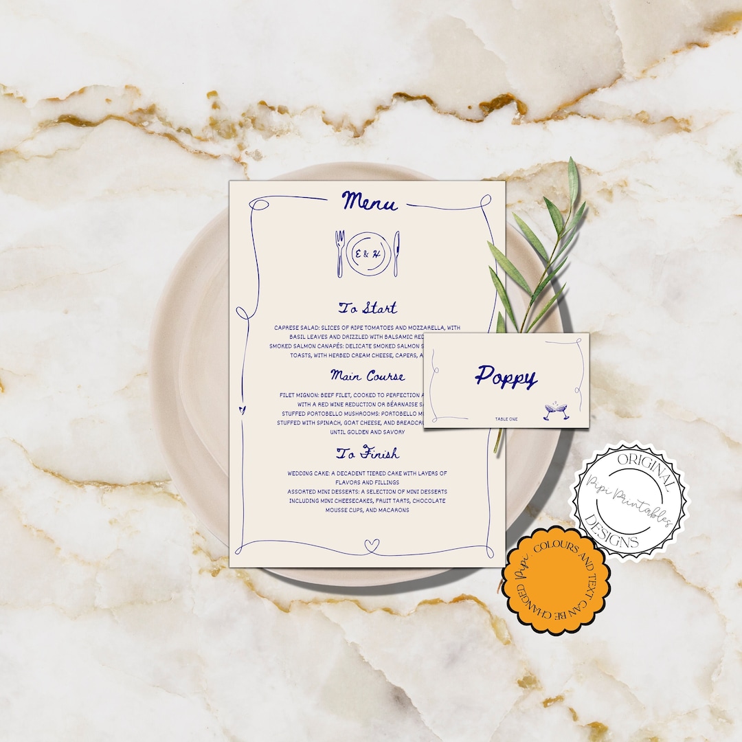 Illustrated Wedding Menu Printable Scribble Fun Illustrations Menu and ...