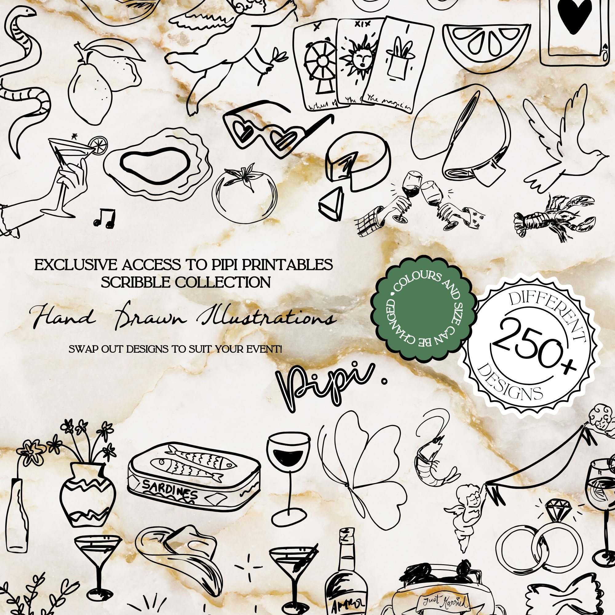 Handwritten Wedding Welcome Sign Template Fun Hand Drawn Scribble ...