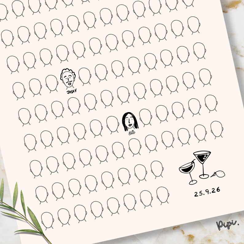 Drawing Guestbook Sign Template Printable Hand Drawn Doodle ...