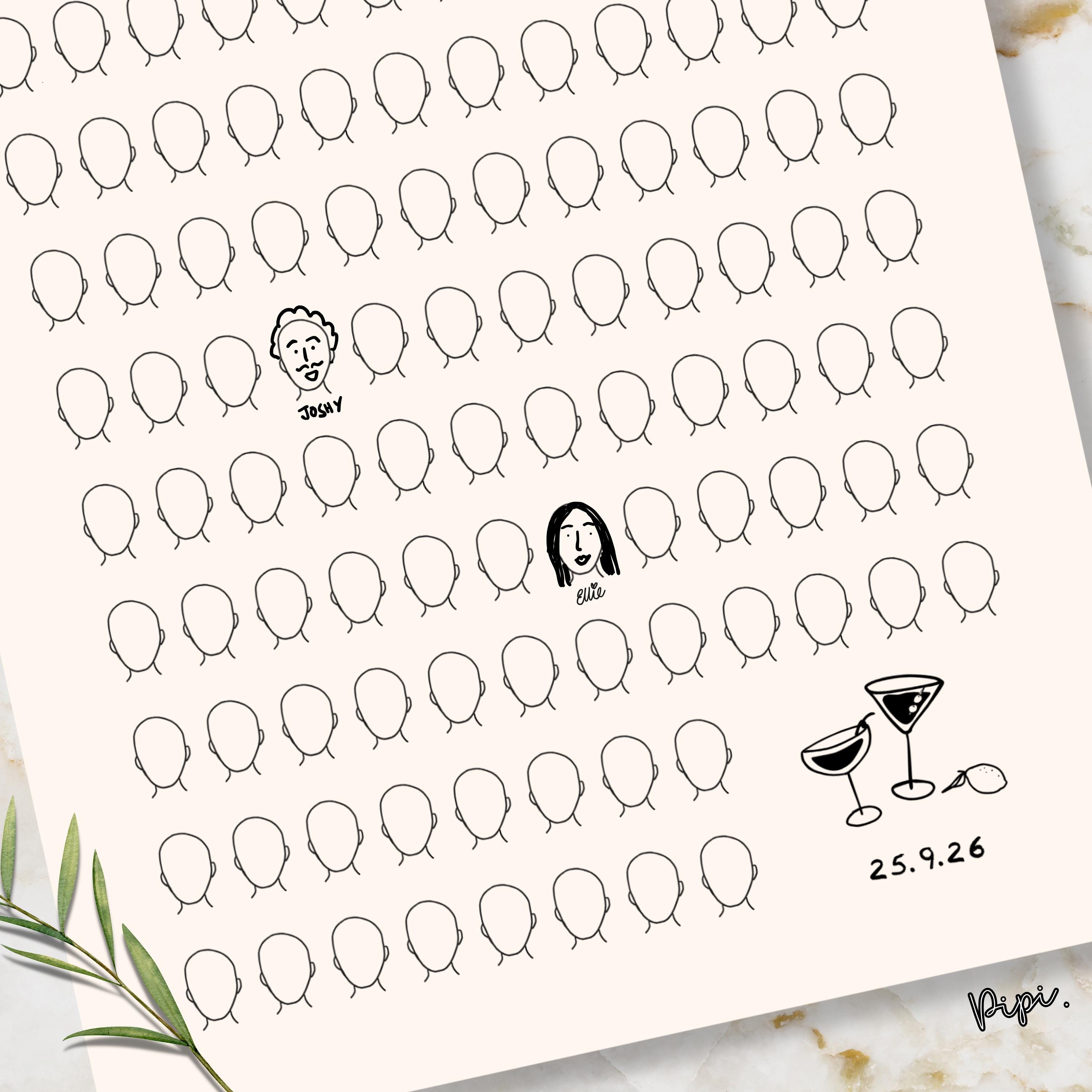 Drawing Guestbook Sign Template Printable Hand Drawn Doodle ...