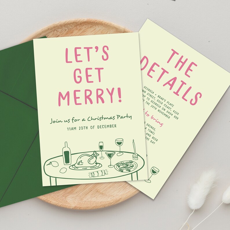 Illustrated Christmas Party Invitation Template Hand Drawn Scribble ...