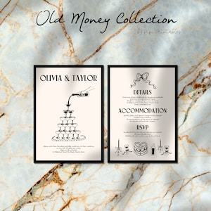 Hand Drawn Wedding Invitation Template Old Money Aesthetic Scribble ...