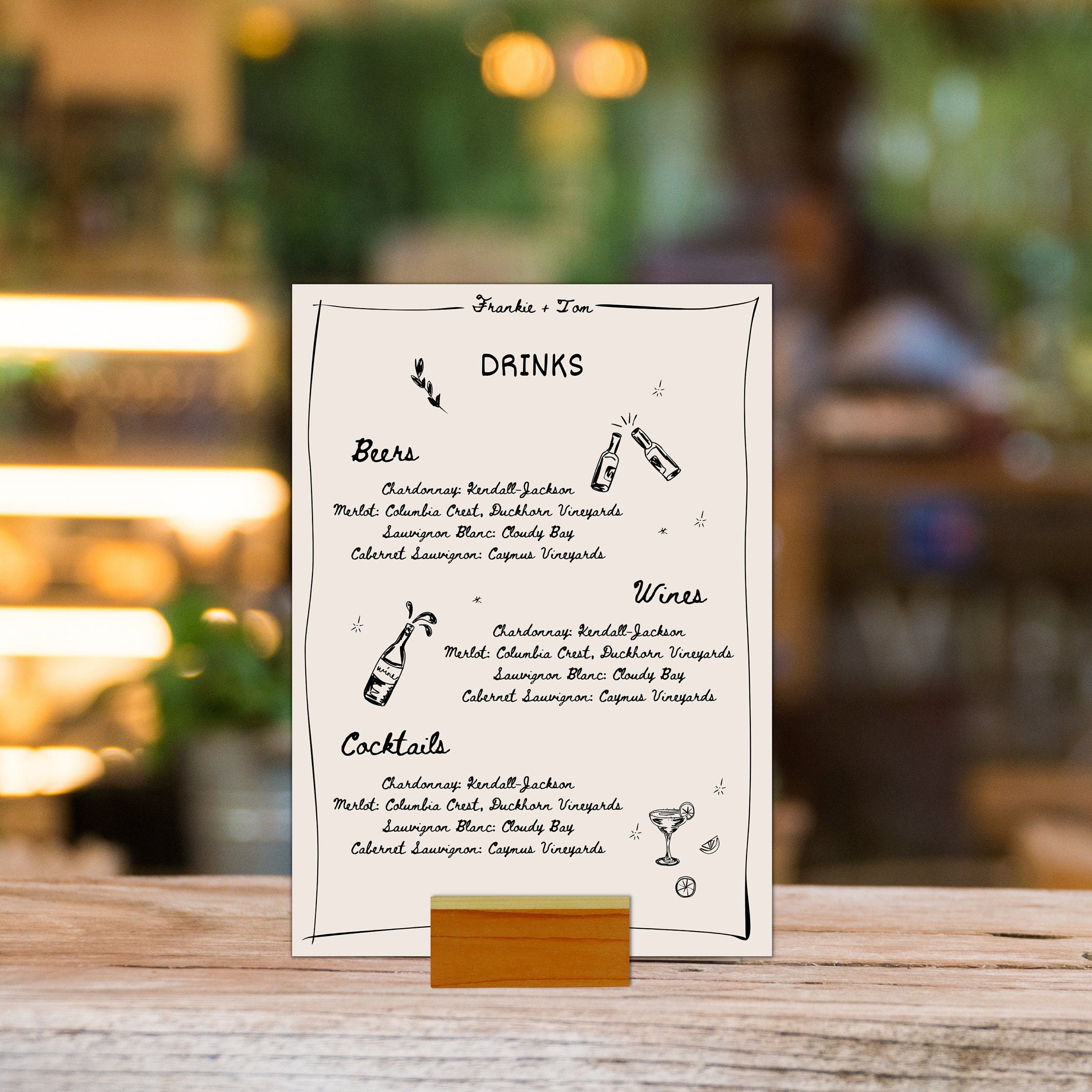 Hand Drawn Scribble Illustrated Bar Drinks Menu Unique Cocktail Menu ...