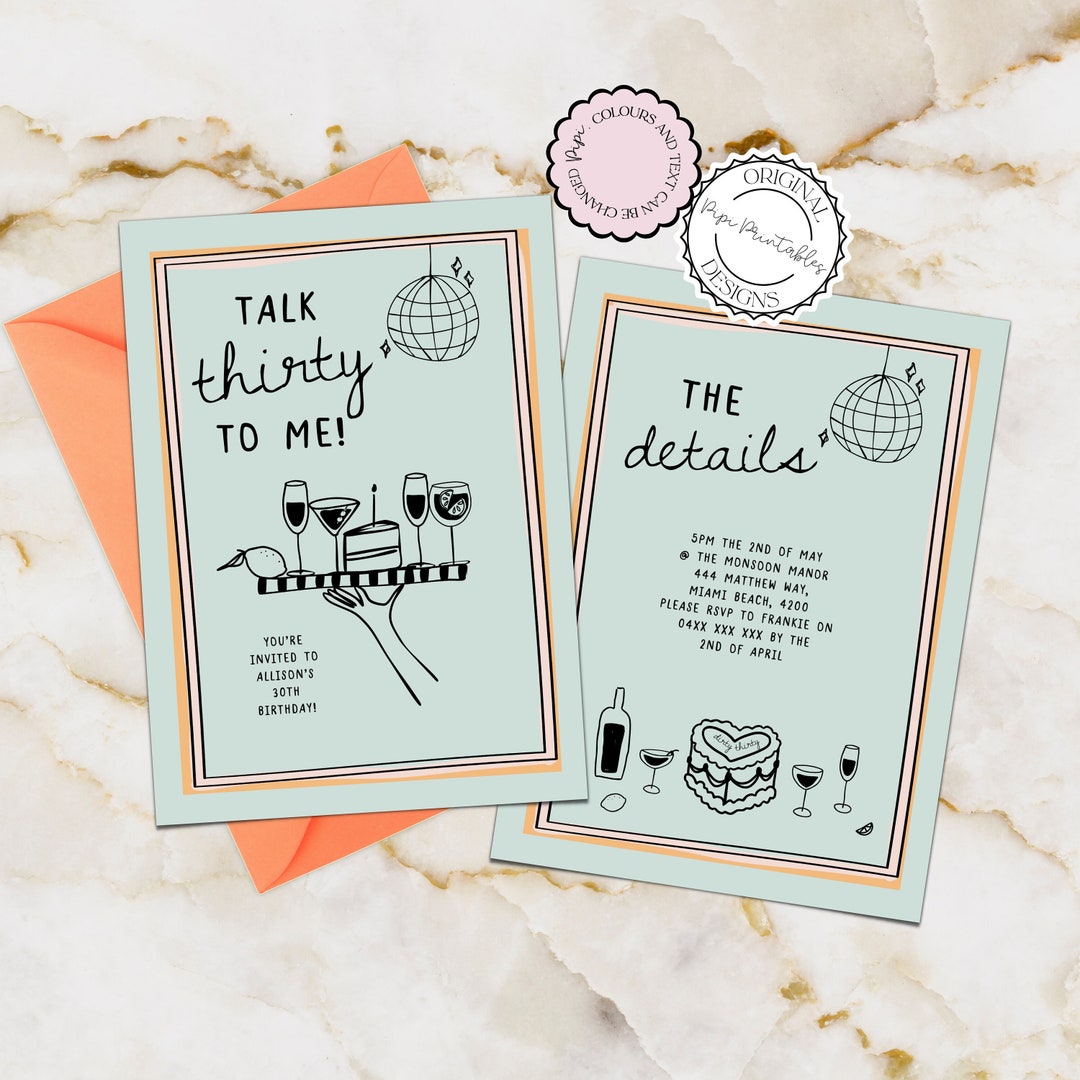 Hand Drawn 30th Birthday Invitation Template Scribble Illustrated Talk ...