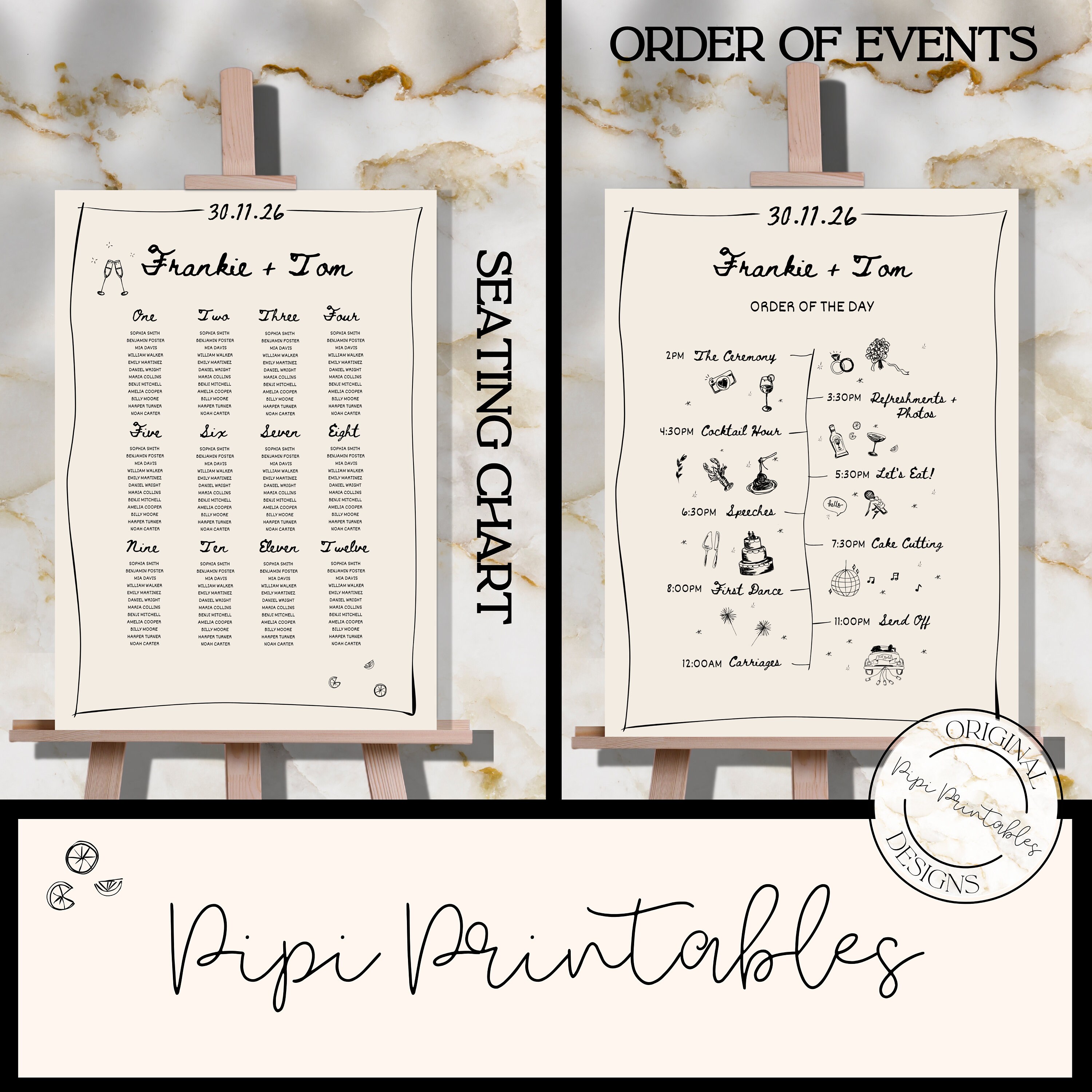 Hand Drawn Wedding Day Bundle Printable Templates Wedding - Etsy Australia