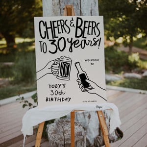 30th Birthday Party Welcome Sign Template Hand Drawn Scribble ...