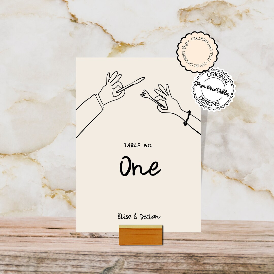 Illustrated Wedding Table Numbers Template Hand Drawn Cute Quirky ...