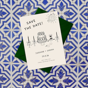 Save the Date Invitation Template Fun Hand Drawn Scribble Illustrations ...