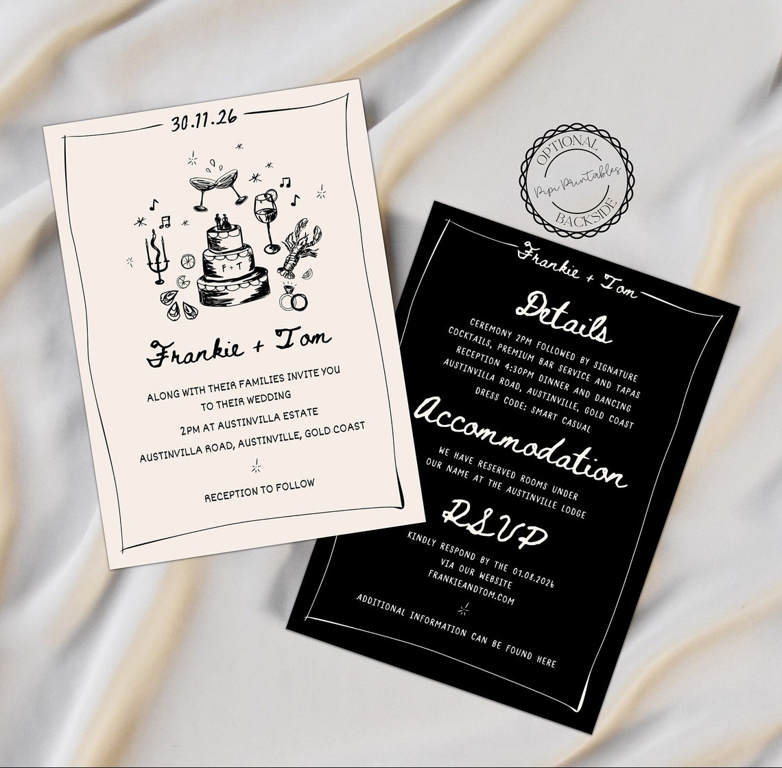 Printable Scribble Illustrated Wedding Invitation Handwritten - Etsy