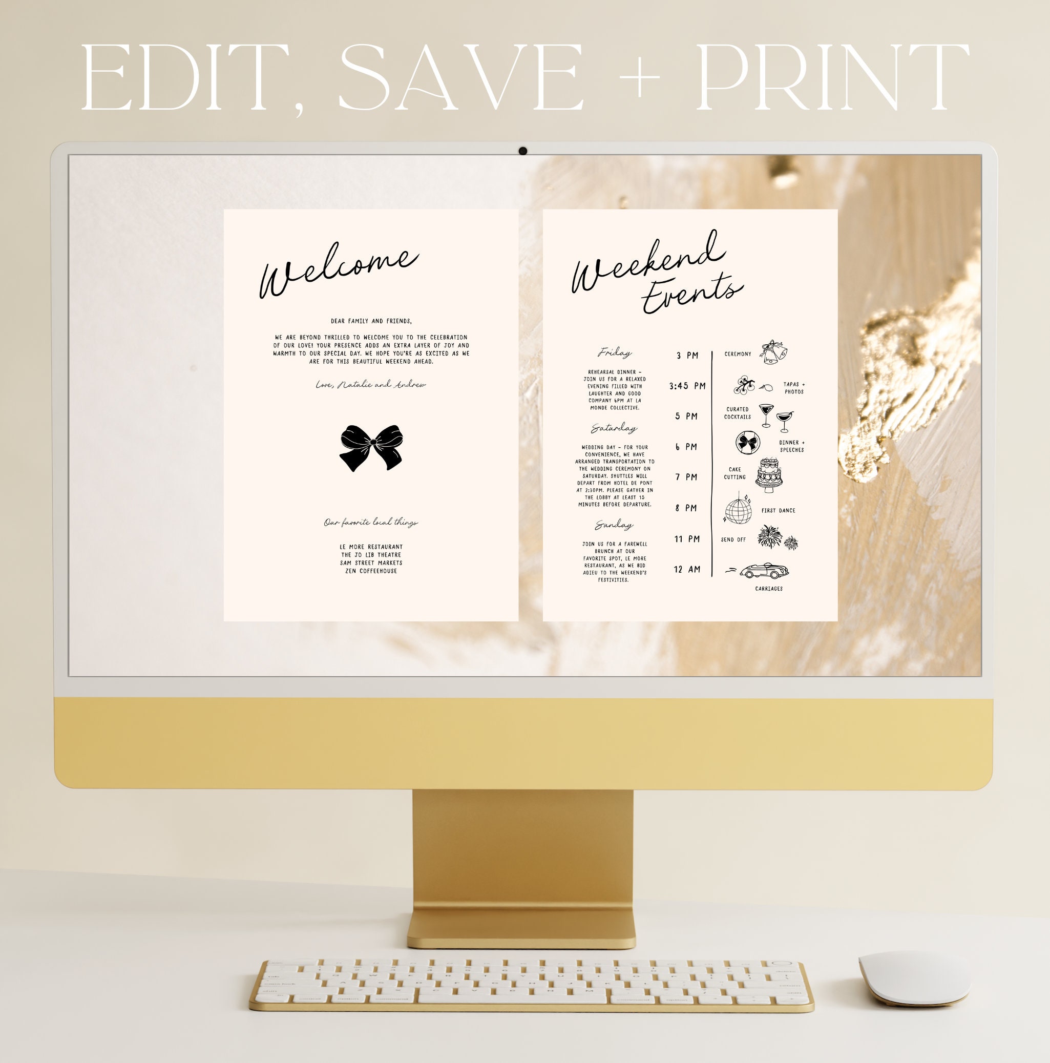 Wedding Welcome Letter Template Fun Hand Drawn Scribble Illustrations ...