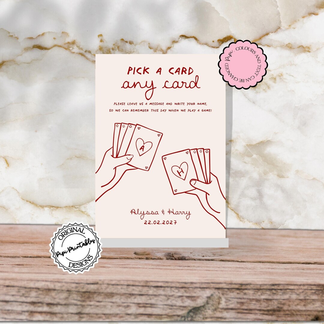 Pick A Card Sign Template Hand Drawn Scribble Illustrations Playing ...