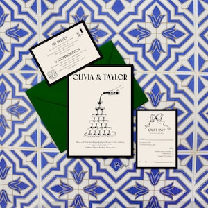 Illustrated Wedding Invitation Template Old Money Scribble ...