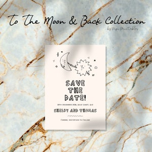 Illustrated Save the Date Invitation Template Celestial Hand Drawn ...