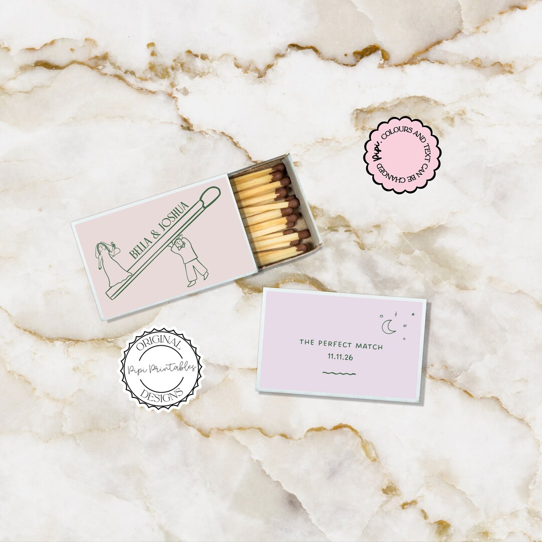 Matchbox Favor Template Hand Drawn Cute People Scribble Illustration ...